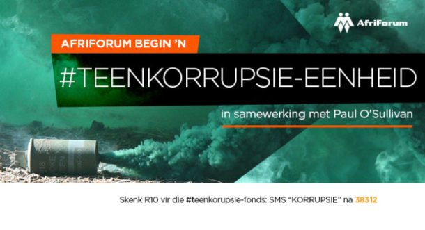 AfriForum stel sy teenkorrupsie-eenheid bekend - Stop Korrupsie